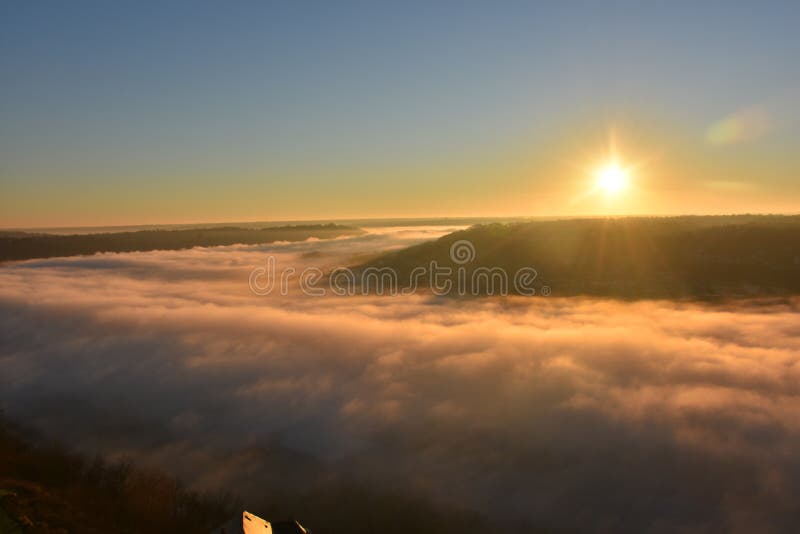 Sunrise View from Above the Clouds. Stock Image - Image of view, views ...
