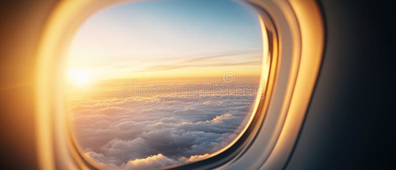 Sunrise View from Airplane Window Stock Illustration - Illustration of ...