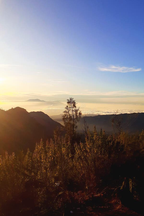 Sunrise View in Bromo Mountain Lumajang East Java Stock Image - Image ...