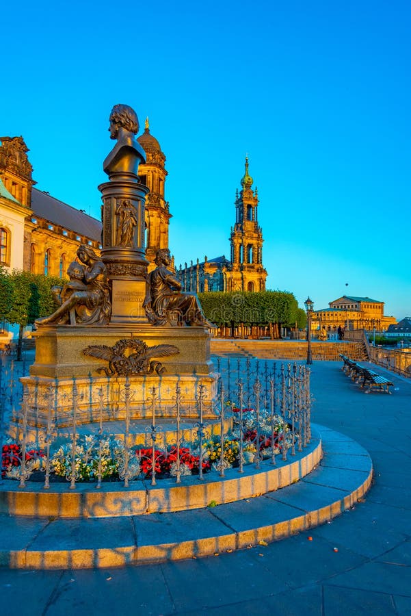 Sunrise View of Bruhlsche Terrasse at German Town Dresden Stock Image ...