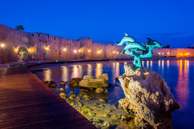 Ancient Dolphin Sculpture on Piazza Del Popolo Stock Image - Image of ...