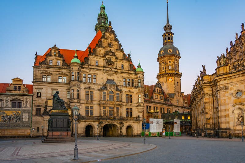 Sunrise View of Georgentor in German Town Dresden Stock Photo - Image ...