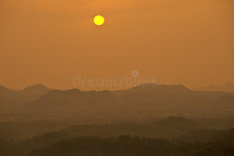 Sunrise view on hilltop stock photo. Image of field, green - 68146646