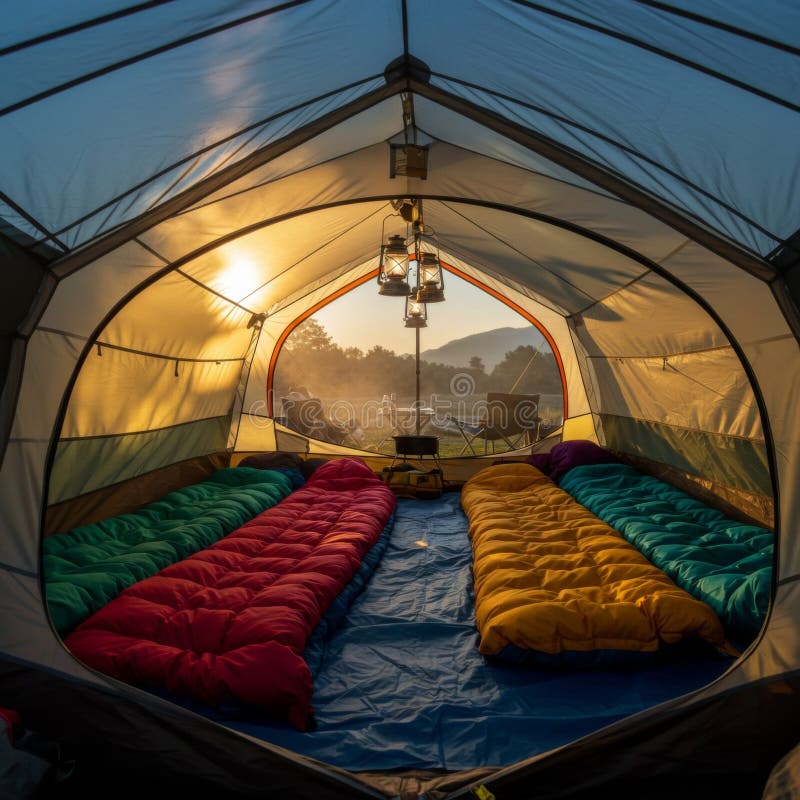 Sunrise View from Inside a Camping Tent Stock Illustration ...