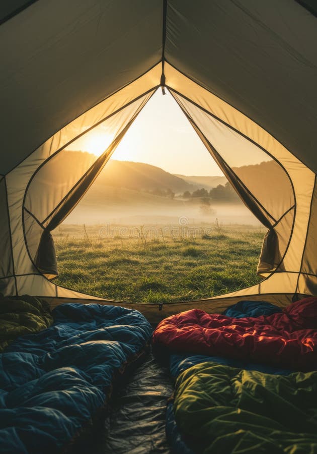 Sunrise View from Inside a Camping Tent Stock Illustration ...