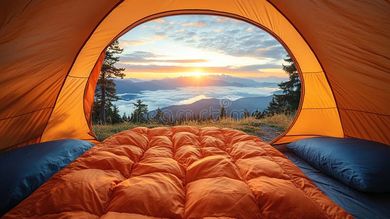Sunrise View from Inside a Tent Stock Photo - Image of sunrise, pillow ...