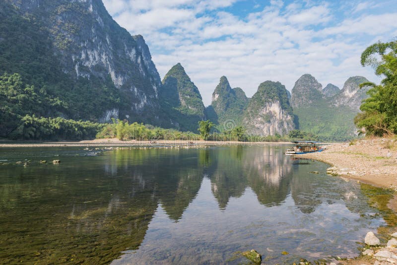 Sunrise View of Li River by Xingping Stock Image - Image of evergreen ...