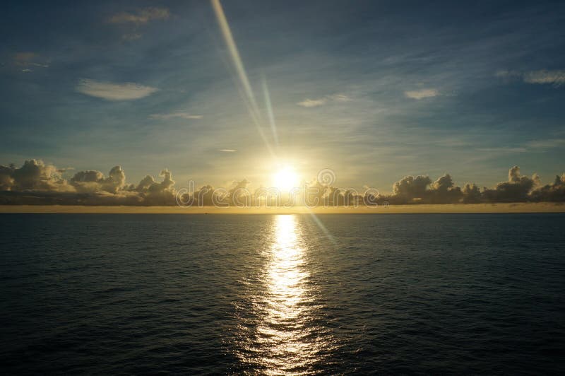 Sunrise View on the Middle of Sea Stock Image - Image of center, rise ...
