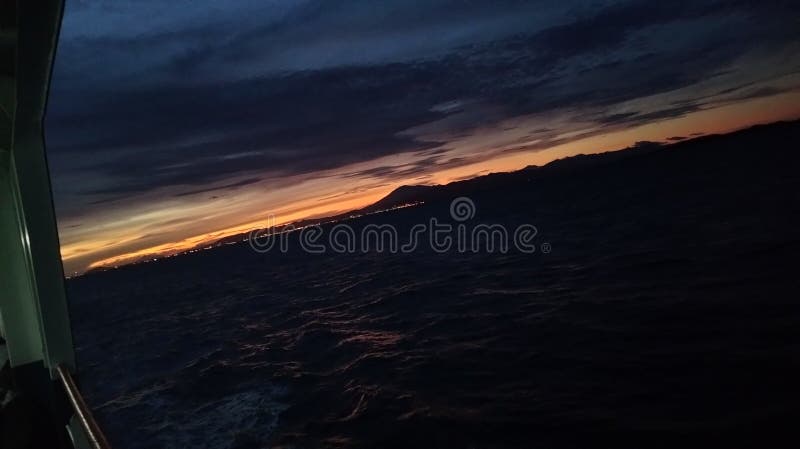 Sunrise View Middle of the Sea when Returning from the Island of Java ...