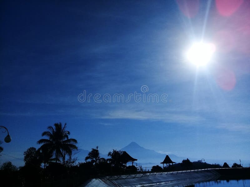 Mt merapi sunrise view stock photo. Image of landscape - 255464682