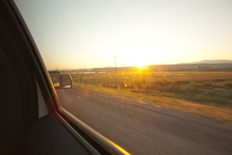 Sunrise View Out of Vehicle Window Stock Photo - Image of rural, motion ...