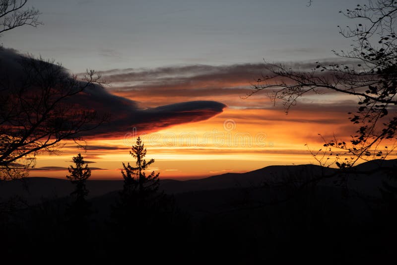 Sunrise View at Polish Mountains Karkonosze Stock Photo - Image of ...