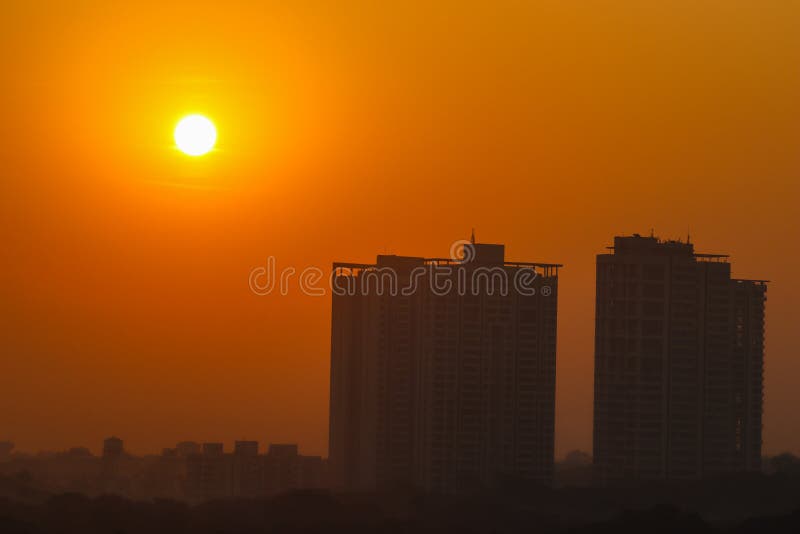 Sunrise view at pune stock image. Image of building - 171915367