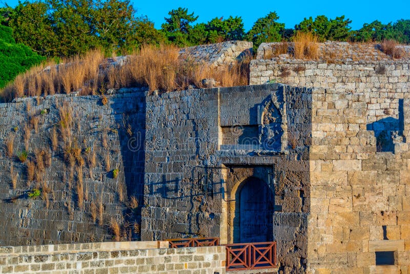 Sunrise View of the Saint Athanasios Gate of Rhodes in Greece Stock ...
