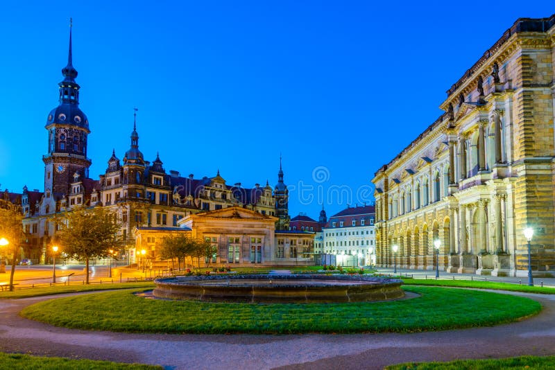 Sunrise View of the Theaterplatz in Dresden, Germany Stock Image ...