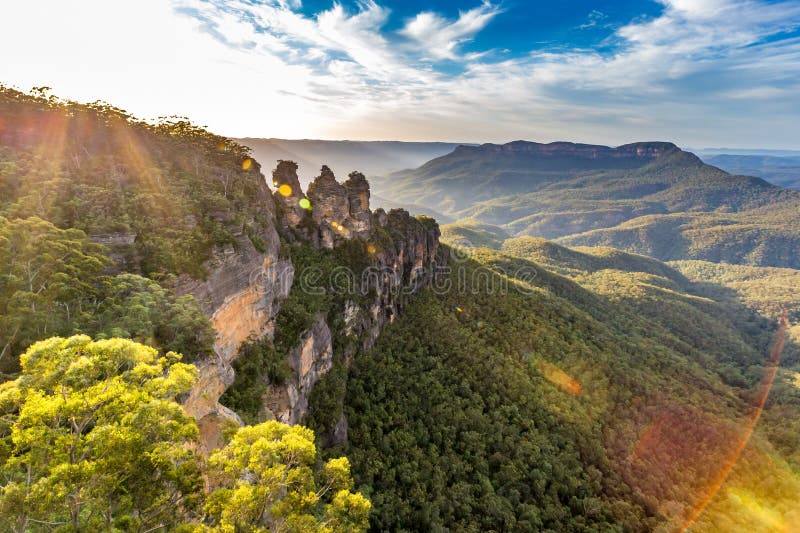 Sunrise View from the Three Sisters Seen from Echo Point Lookout in the ...