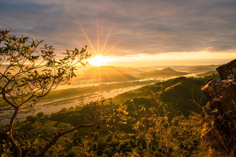 Sunrise View from Top of Mountain Stock Photo - Image of horizon ...