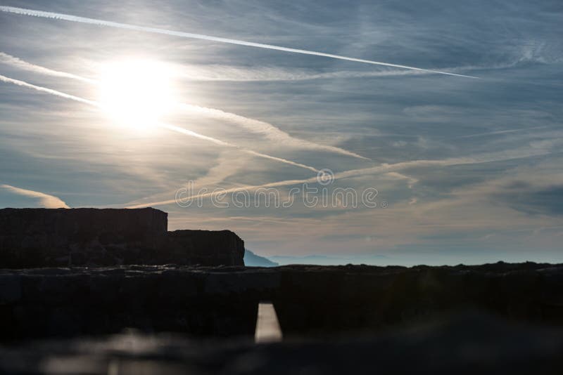 Sunrise Viewed Over an Old Stone Wall Stock Image - Image of nature ...