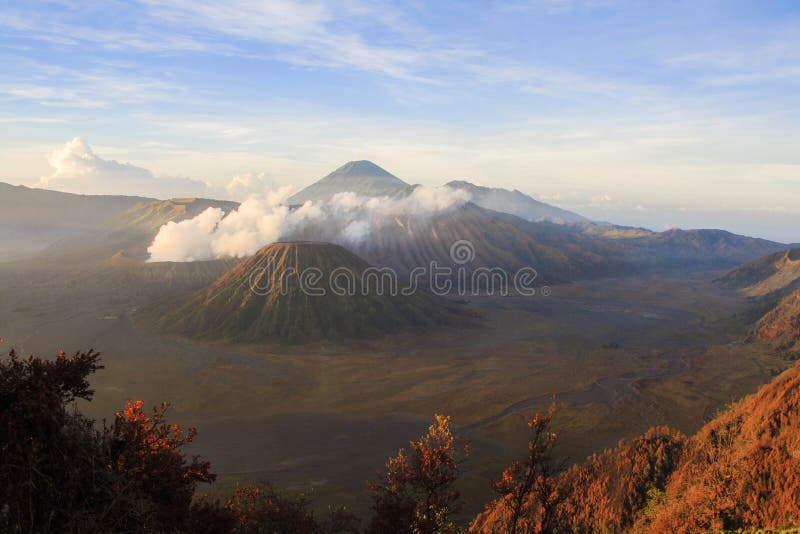 Volcanoes in Bromo Tengger Semeru National Park at Sunrise. Java Stock ...