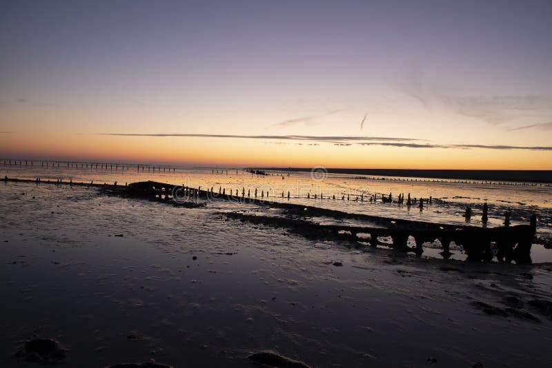 Sunrise at the Waddenzee in the Netherlands Stock Image - Image of ...