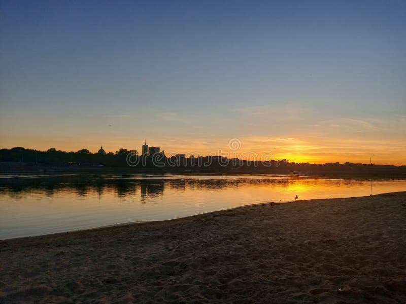 Sunrise in Warsaw stock image. Image of shore, beach - 251776773