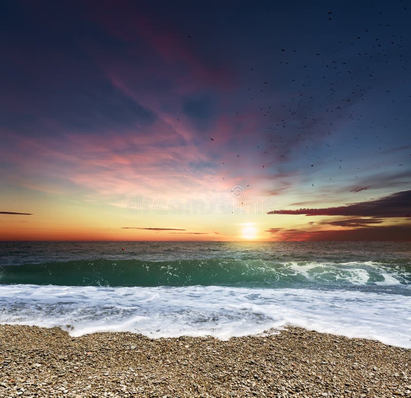 Sunrise on the water stock image. Image of beach, light - 63376363