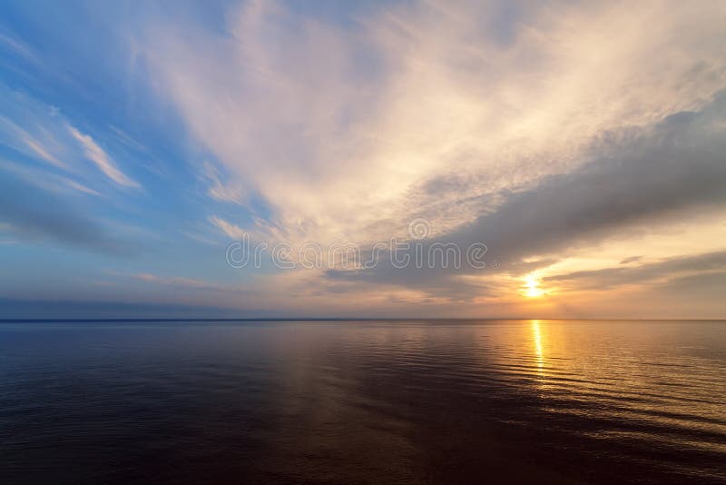 Sunrise on the water stock image. Image of brightly, light - 95292167