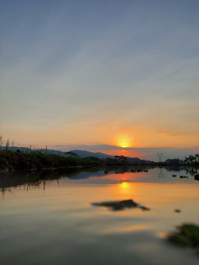 Sunrise Water View Natural Mountin Stock Image - Image of natural ...