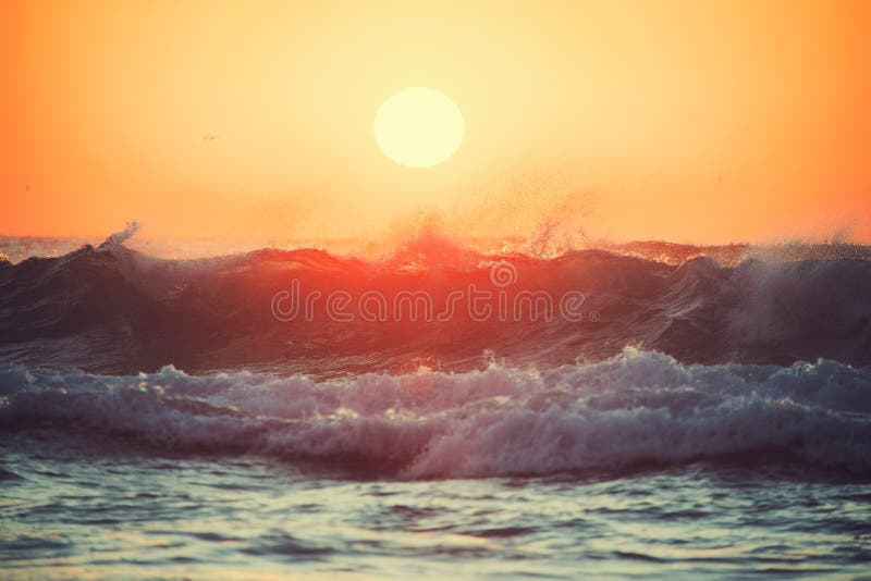 Sunrise Wave and Sea stock photo. Image of sunshine - 157653376