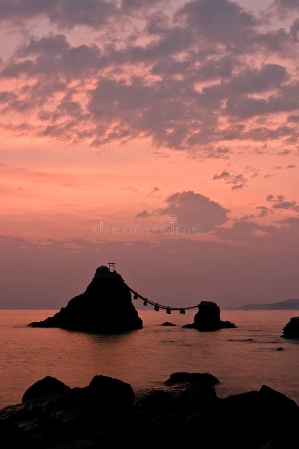 Sunrise upon Wedded Rocks stock photo. Image of sacred - 3169912