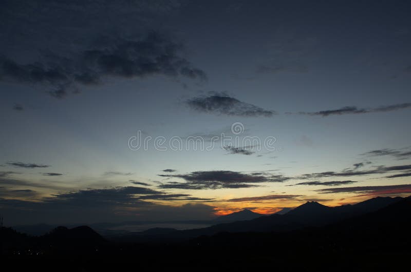 Sunrise at West Java Volcanoes, Indonesia Stock Photo - Image of ...