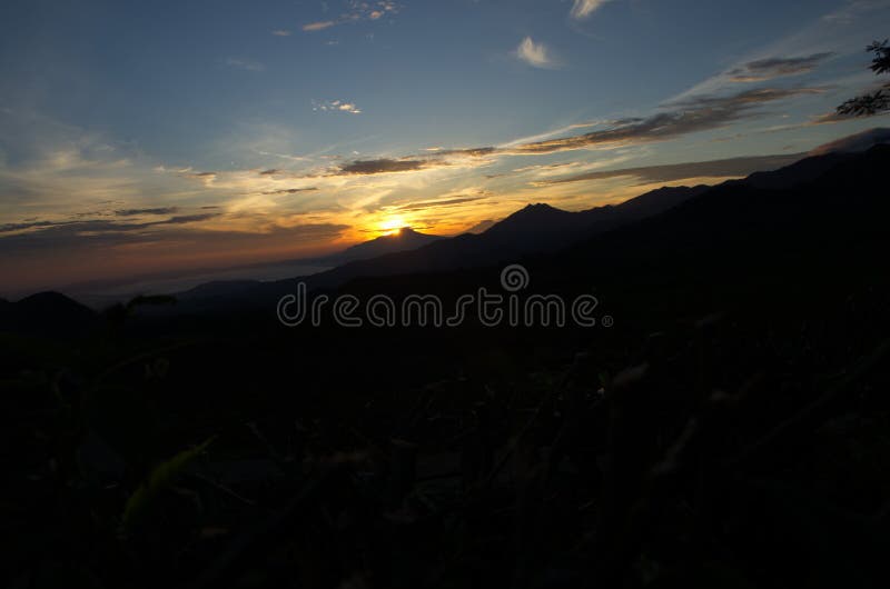 Sunrise at West Java Volcanoes, Indonesia Stock Photo - Image of ...