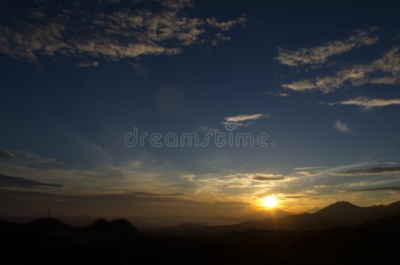 Sunrise at West Java Volcanoes, Indonesia Stock Image - Image of ...
