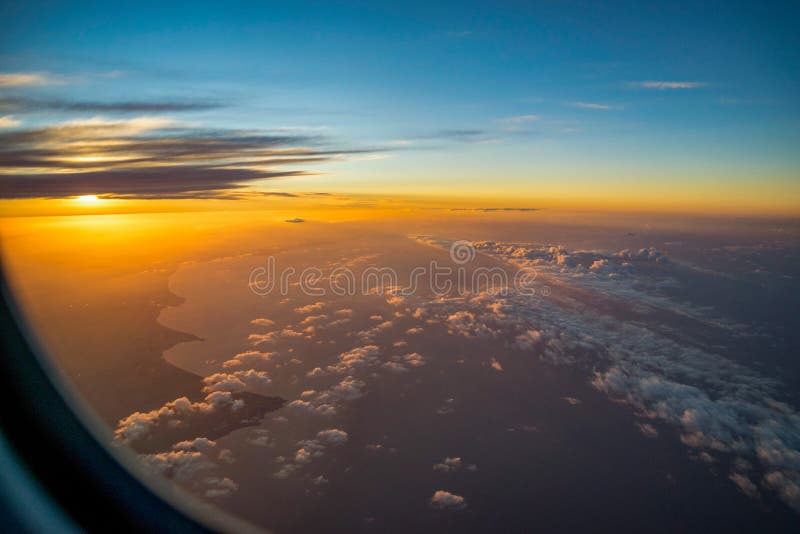 Sunrise from the Window`s Plane Stock Photo - Image of orange, windows ...