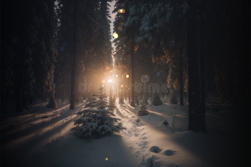 Sunrise in a Winter Forest Aesthetic Background, Witchcraft Magic ...