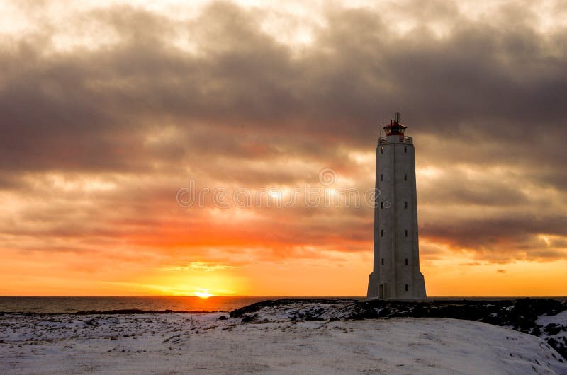 Sunrise in Winter from the Malariff Lighthouse Stock Image - Image of ...