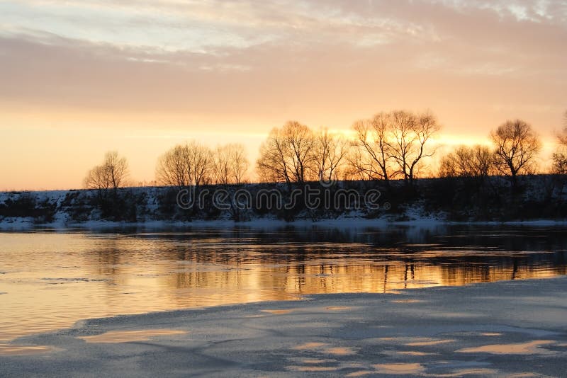 Winter River with Melting Snow Stock Photo - Image of park, scenery ...