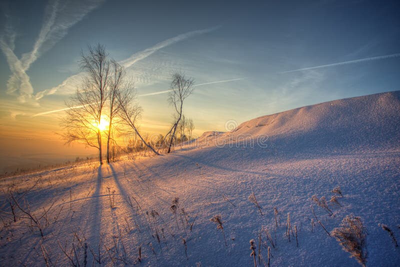 Sunrise in winter stock image. Image of solitude, beauty - 37486375