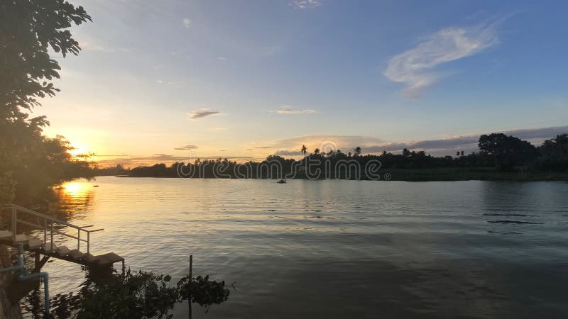 Sunrises Chill on the River Stock Photo - Image of sunrises, thailand ...