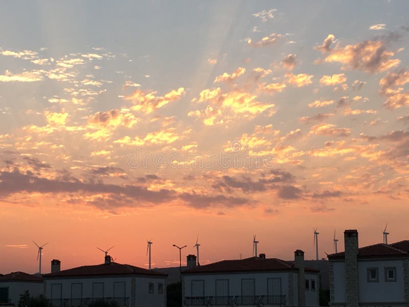 Sunrise stock photo. Image of clouds, sunrise, windturbine - 165729178