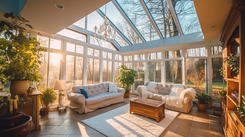 The Sunroom of a Beautiful Bright Modern Style House. AI Generated ...