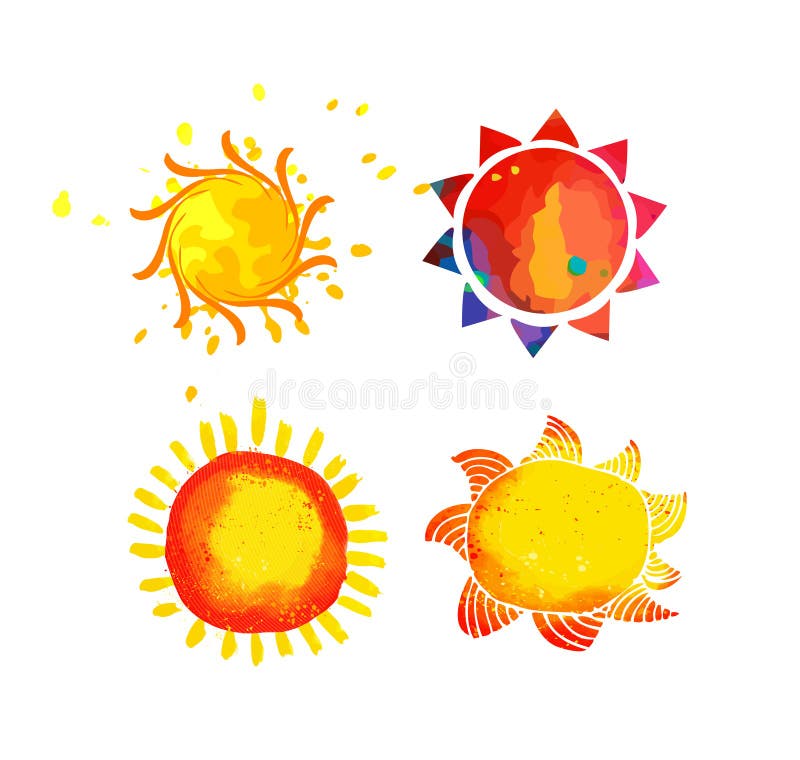 Suns. Elements for Design. Set of Beautiful Sun. Vector Illustration ...