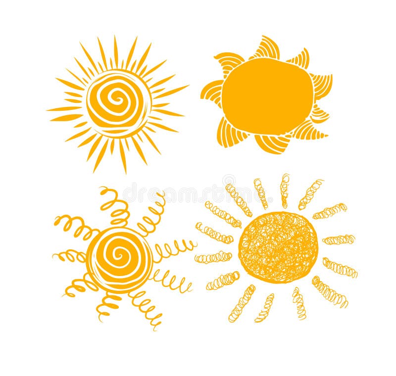 Suns. Elements for Design. Set of Beautiful Sun. Vector Illustration ...