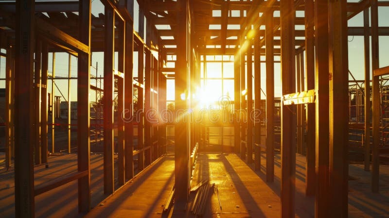 The Suns Last Rays of the Day Shine through the Metal Frames of ...