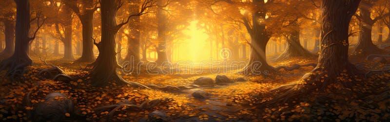 Sunlight Filtering through Trees Stock Illustration - Illustration of ...