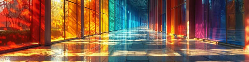 Sun Shines through Stained Glass Windows of a Building Stock Image ...