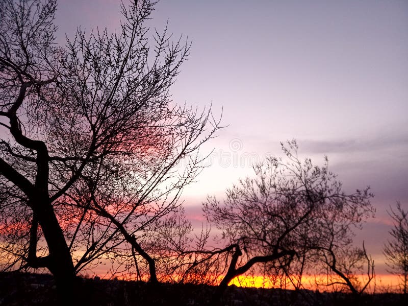 The Sunset is Very Beautiful and Nice Shadows on the Lake Stock Image ...