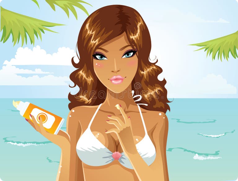 Applying Sunscreen Stock Illustrations 791 Applying Sunscreen Stock