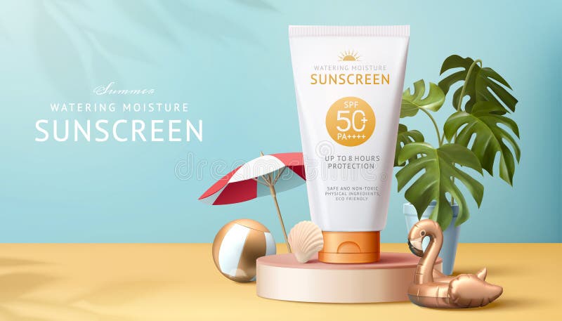 Sunscreen ad template stock vector. Illustration of advertisement ...