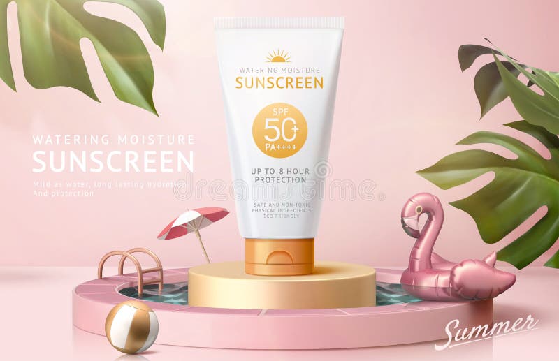 Sunscreen ad template stock vector. Illustration of display - 308619842